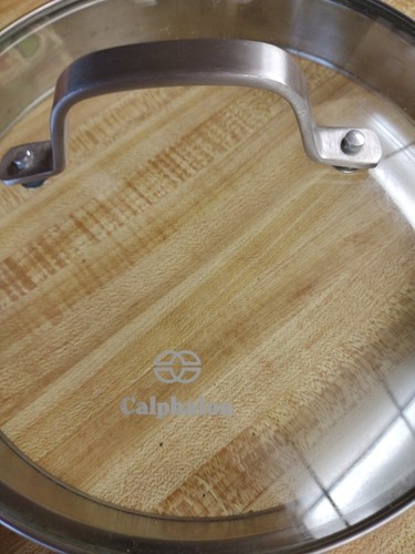 CALPHALON glass pot, pan strainer lid with silicone sides fits an 8 1/2 ...