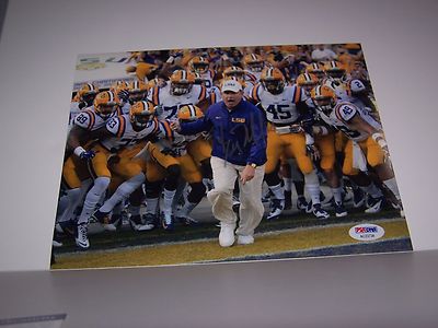 LSU TIGERS HEAD COACH LES MILES Signed 8X10 TEAM PHOTO PSA CERTIFIED ...