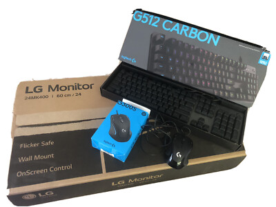 LG 24MK400 H Monitor, G512 Carbon Keyboard & G300S Mouse | eBay