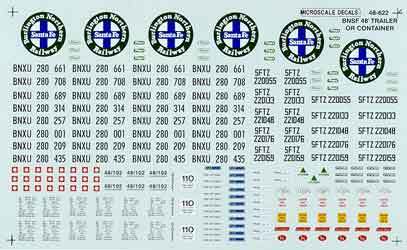 Microscale O Scale Decals: Burlington Northern Santa Fe 48' Trailer or ...