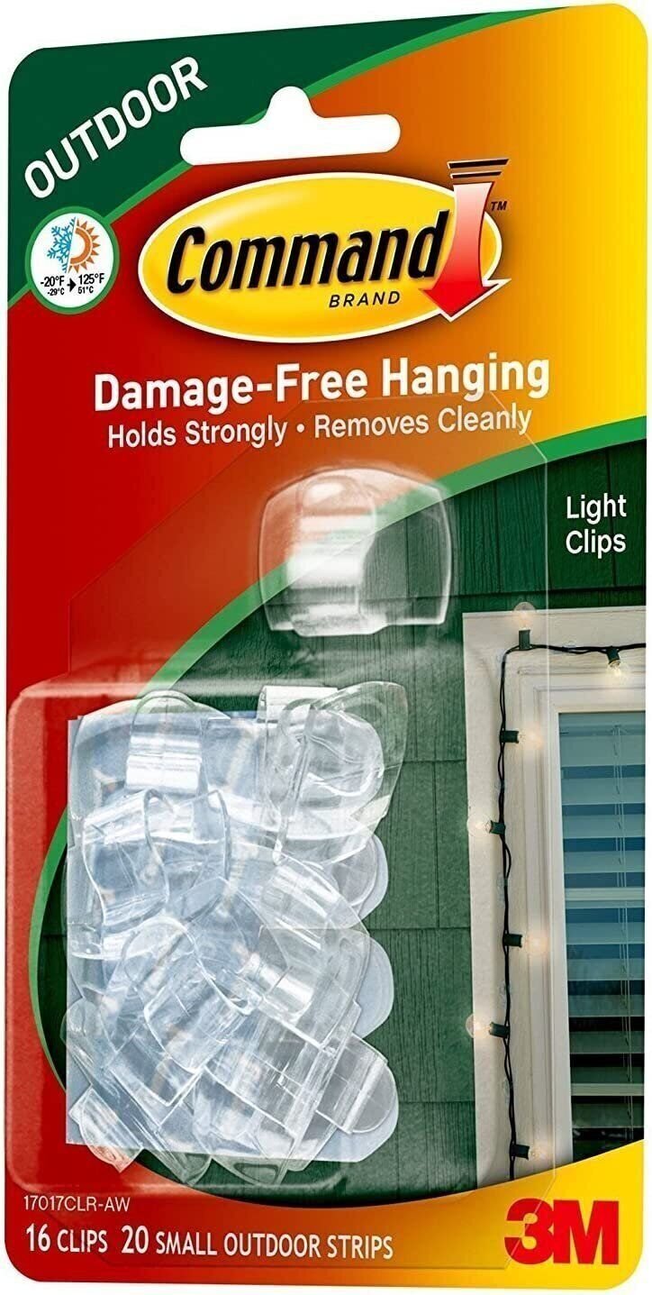 3M Command Strips 17017CLR-AW Clear Outdoor Light Clips 16 Count | eBay
