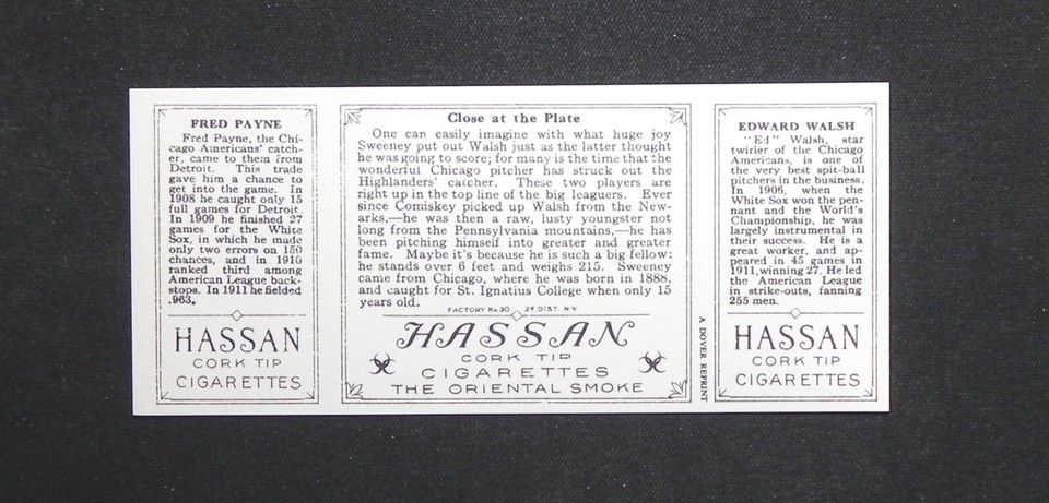 1912 HASSAN T202 Triple Folder Dover Reprint "Close at the Plate ...