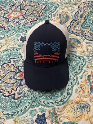 Salt Life Hat Baseball Cap Men's Stretch Trucker Mesh "Sail In Flags ...