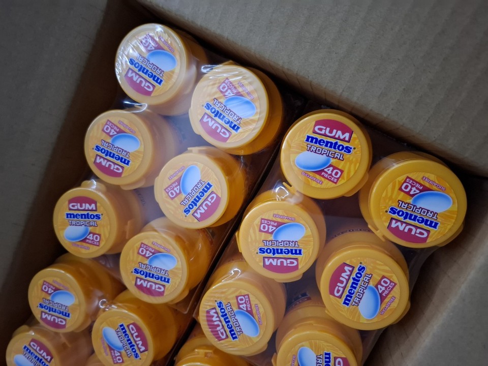 36 X Mentos Chewing Gums 1 Full Box Of Tropical 2 Random Sets check ...