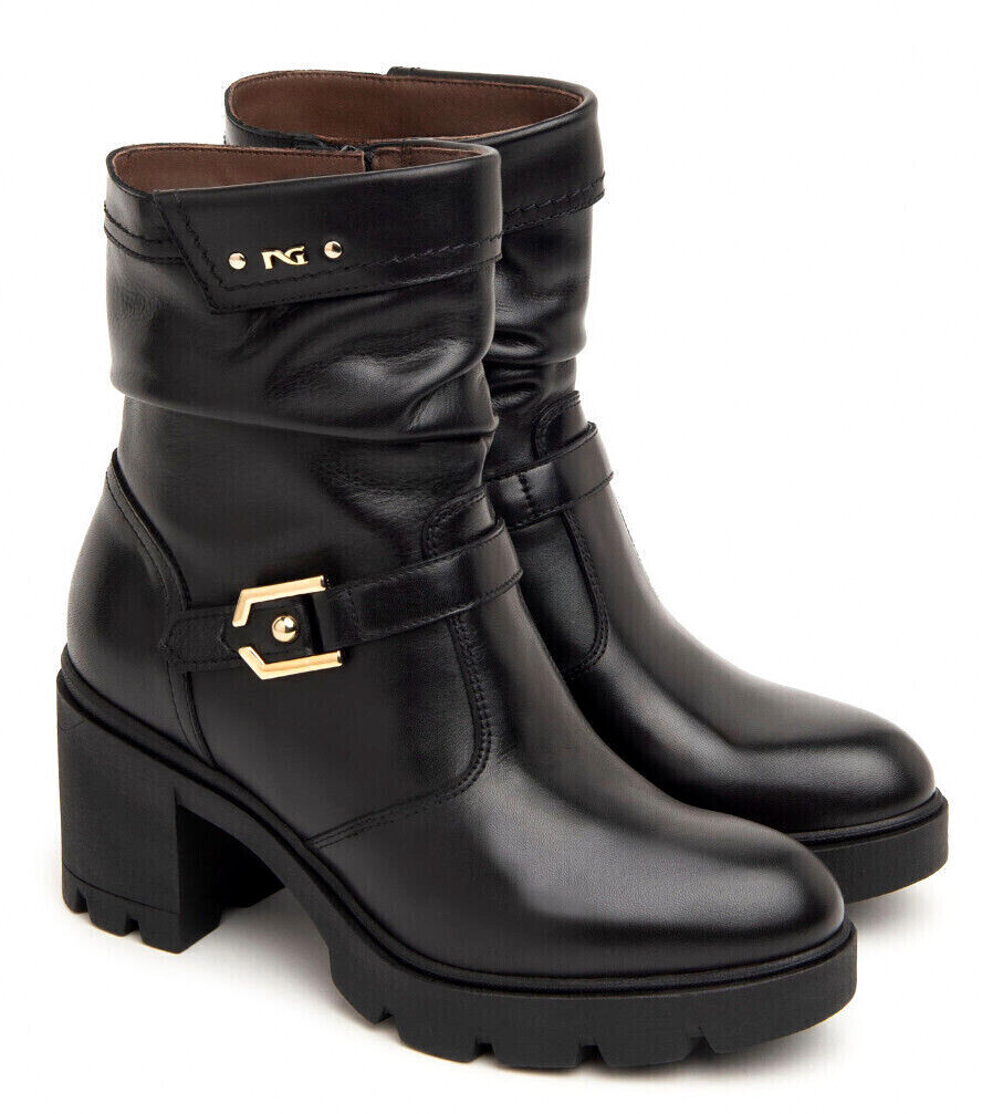 NERO GIARDINI I411904D 100 STIVALETTI STIVALI DONNA PELLE CERNIERA ZIP ...