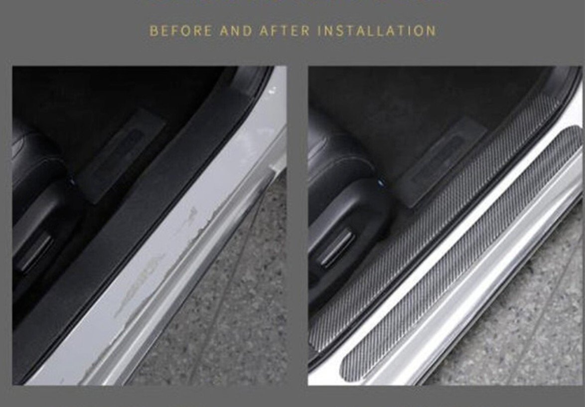 2m Length Carbon Fibre Pattern Door Sill Plate Edge Scuff Protector ...