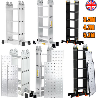 5.7M/4.7M/3.5M Folding Ladder Aluminium Multi-Purpose Extendable ...