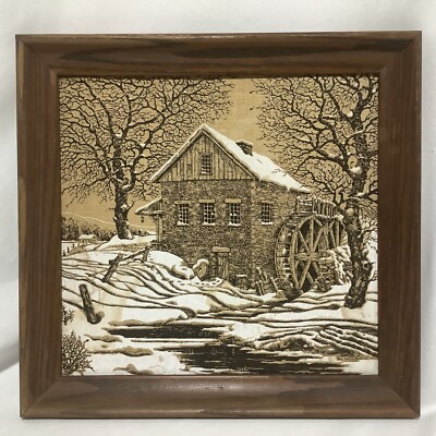 VTG RARE Signed Warren Boucher LRG Wood Frame Burlap Needle/Petit Point ...