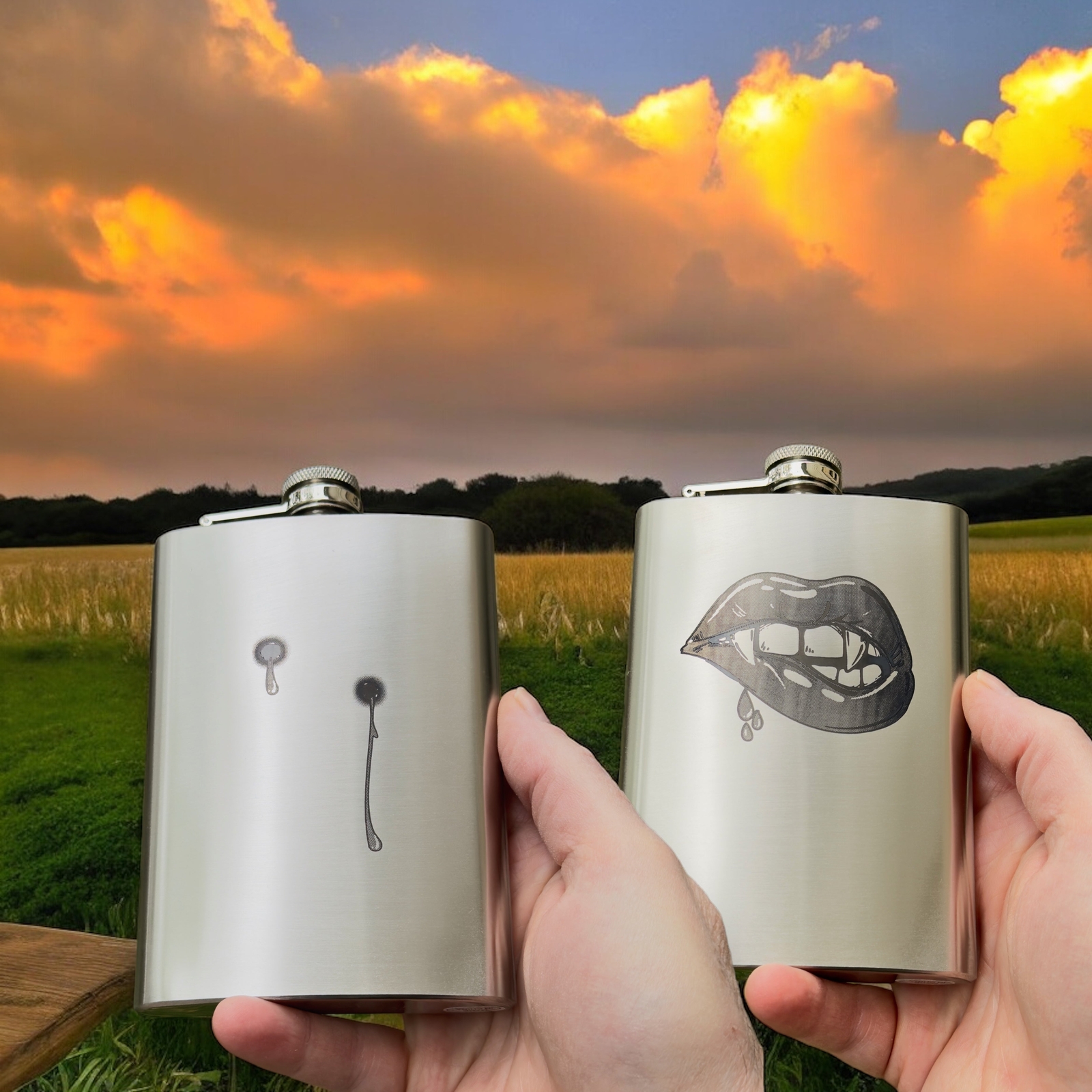 8oz His & Hers - Vampire - Stainless Steel Flask Set of Two | eBay
