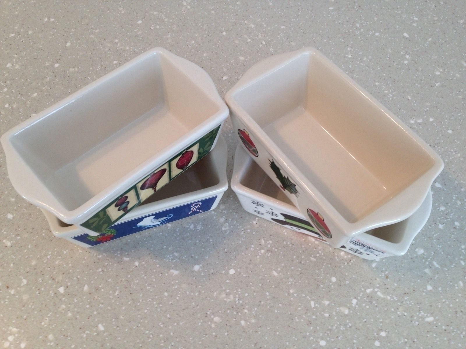 Set 4 NANTUCKET SINGLE STONEWARE CHRISTMAS LOAF BAKING DISHES - New | eBay