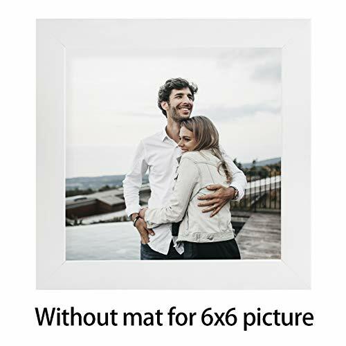 Set of 4 6x6 Wood Picture Frames Collection with White Color Mat for ...