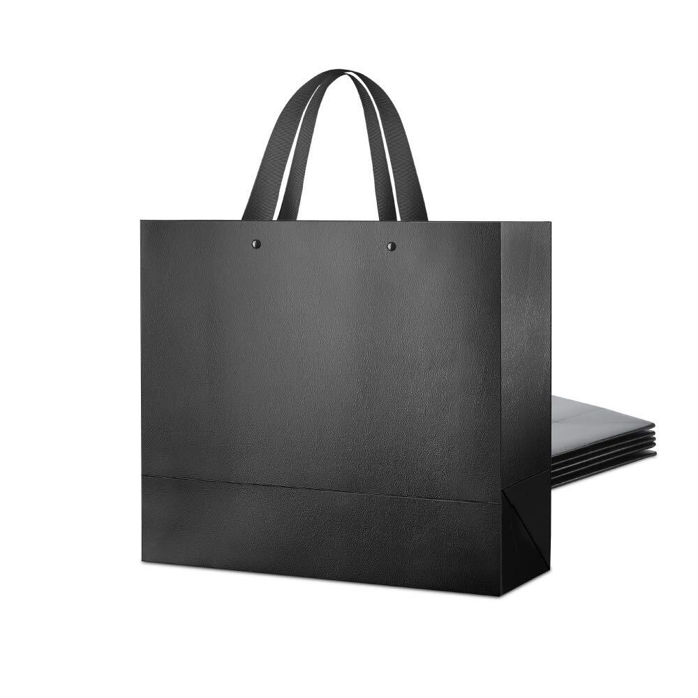 6 Extra Large Gift Bags 17.5x6x16 Inches Black Premium Gift Bags with ...