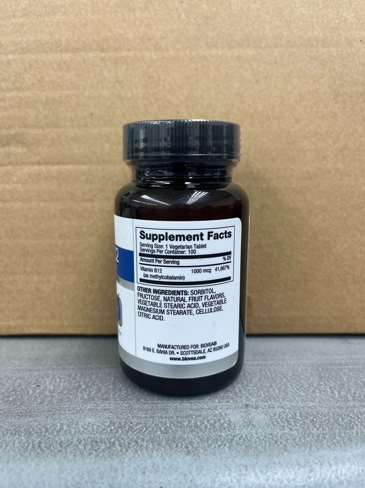 BIOVEA VITAMIN B12 (Methylcobalamin) 1000mcg 100 Fast Dissolve Tablets ...