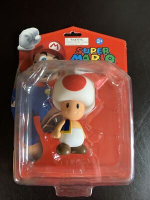 SUPER MARIO LARGE FIGURE COLLECTION, TOAD 4" FIGURE. IN OPENED PACKAGE ...