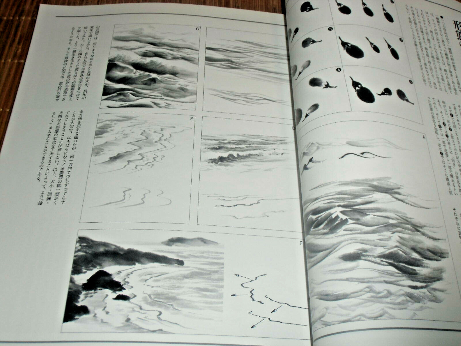 Japanese Sumi-e Drawing Sample Book Kikan Suibokuga 88 Sea Shore Coast ...