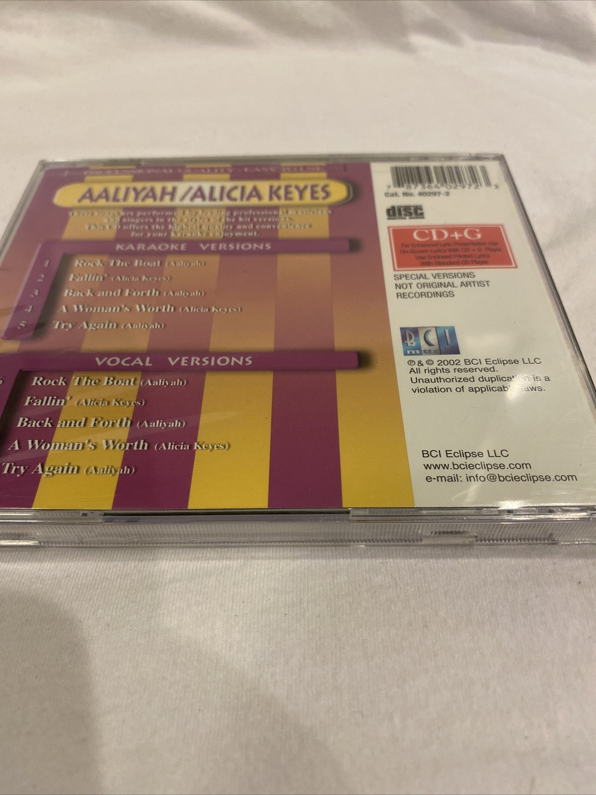 Aliyah/Alicia Keys by Karaoke (CD, Dec-2002, BCI Music (Brentwood ...