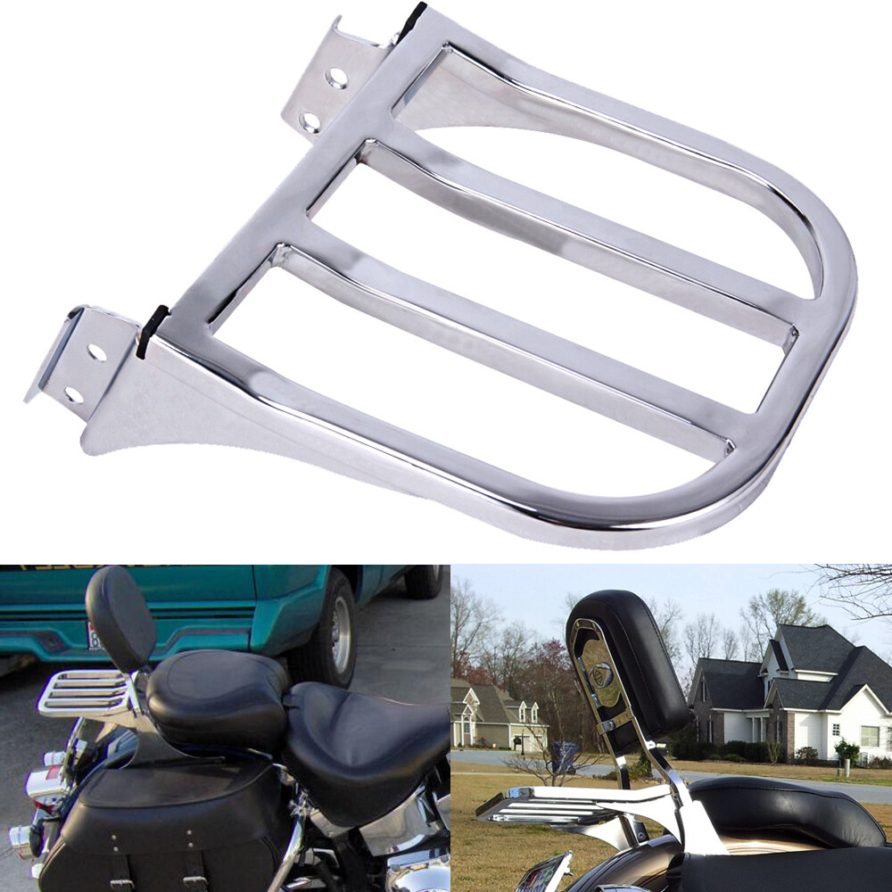 Chrome Sissy Bar Backrest Luggage Rack For Harley Heritage Softail Dyna ...