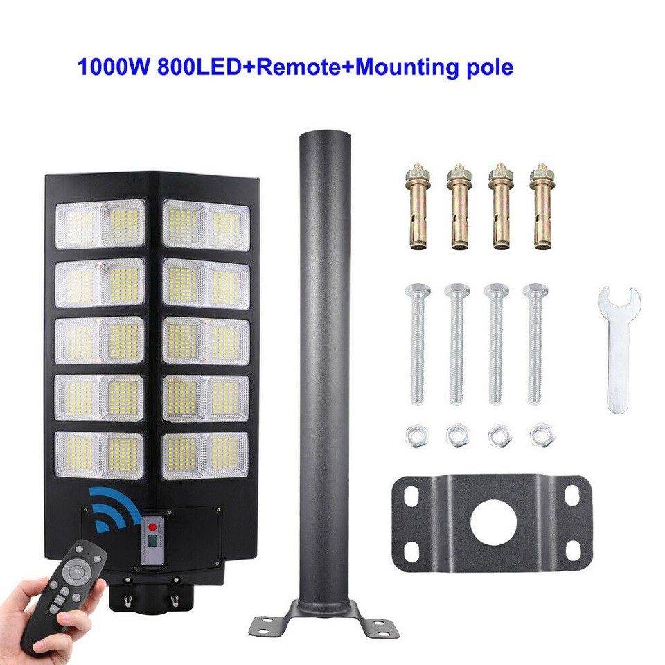 LED Street Light Solar Power with Pole Remote Control sensor Waterproof ...