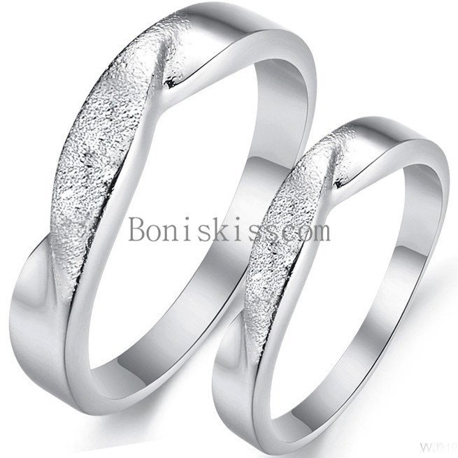 Matte & Polished Silver Tone Infinity Love Promise Engagement Ring ...
