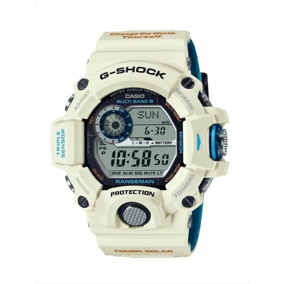 Casio G-SHOCK RANGEMAN 55 mm White Resin Case, White/Blue GW-9408KJ-7JR ...