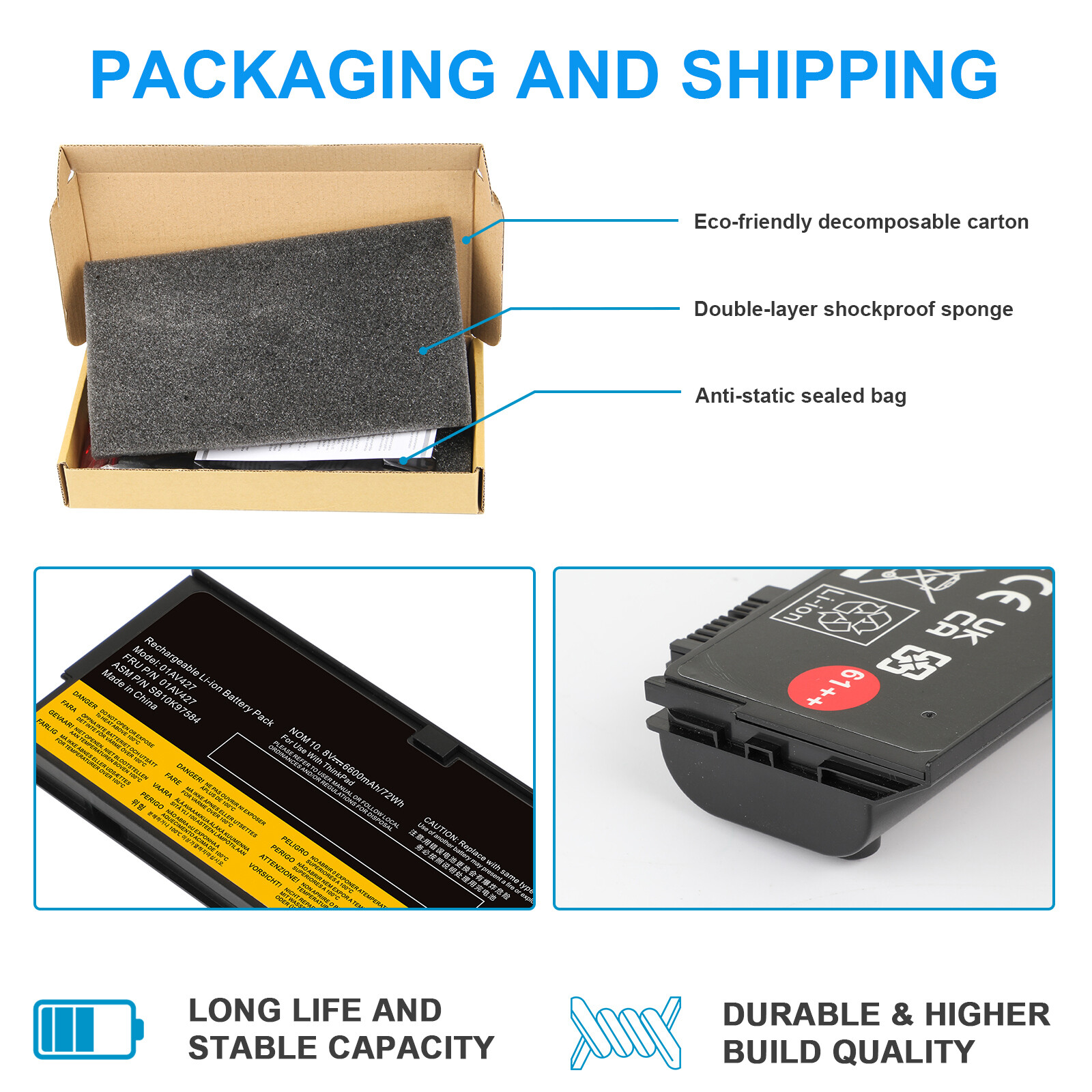 61++ Battery for Lenovo ThinkPad T470 T480 T570 T580 01AV492 01AV423 ...