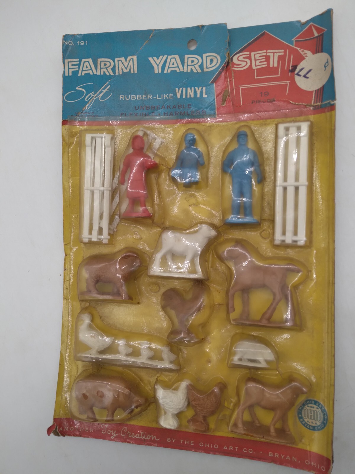 Vintage 1950's Ohio Art Co no. 191 Farm Yard Set Vinyl Rubber Animal ...