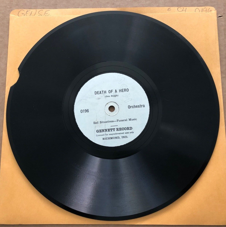 GENNETT Record 78 rpm 0196 DEATH OF A HERO Sad Situations - Funeral ...