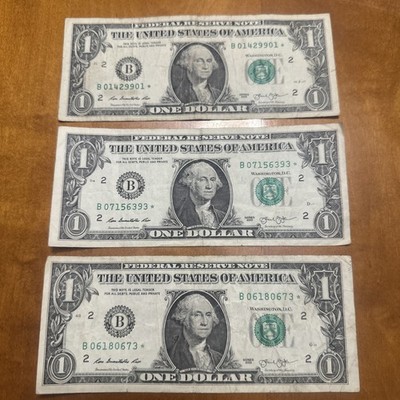 2013 One Dollar Bill Star Note B Series (Lot of 3) | eBay