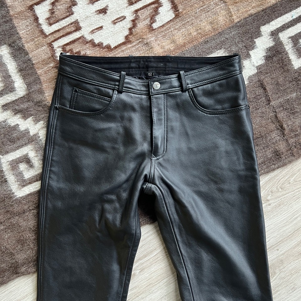 Highway 1 Leather Motorcycle Black Heavy Duty Biker Riding Pants Size ...