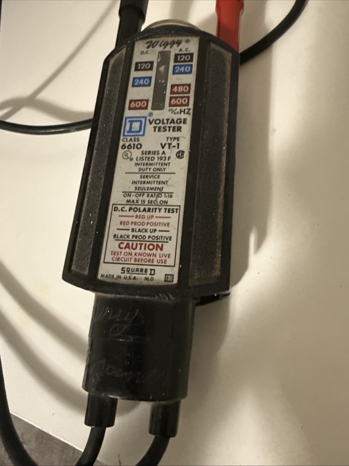 Vintage Square D Wiggy Class 6610 Type VT-1 AC/DC Voltage Tester Black ...