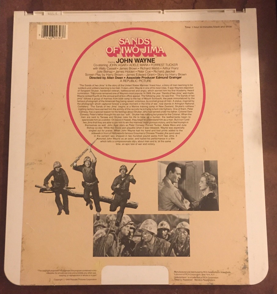 Sands Of Iwo Jima CED RCA Capacitance Electronic Disc System | eBay
