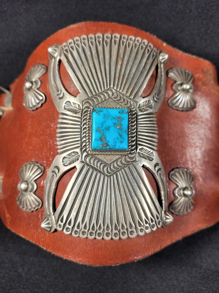 Ketoh Sterling And Leather Bow Guard Bracelet Cuff With Turquoise Stone ...