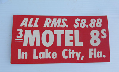 VINTAGE DECAL: MOTEL 8's LAKE CITY FLORIDA ALL ROOMS 8.88 | eBay