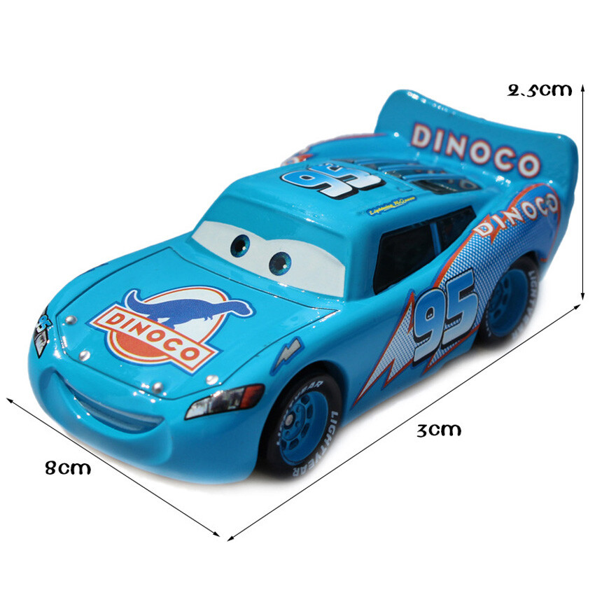 Diecast Model Car Disney Pixar Cars Blue Lightning McQueen Dinoco King ...