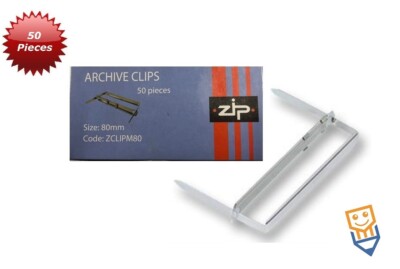50 ARCHIVE FILING CLIPS Quality 2 Piece Metal 51mm Capacity LIKE ACCO ...