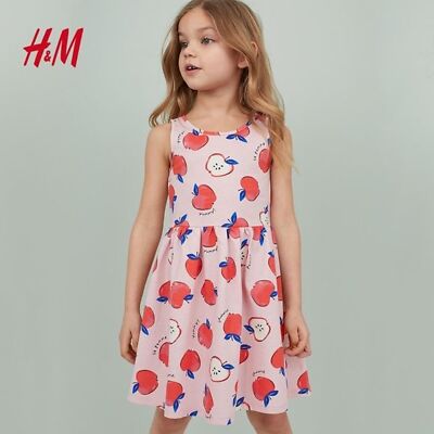 H&M Girl's Light Pink Apple Print Sleeveless Jersey Dress 2-4 years | eBay