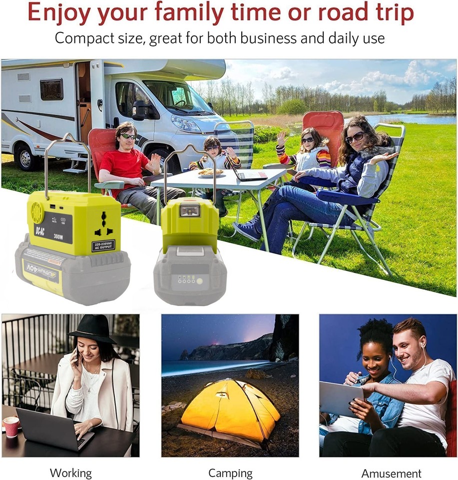 For RYOBI 40V Power Inverter DC 40V Battery To AC 110V-120V USB Outdoor ...