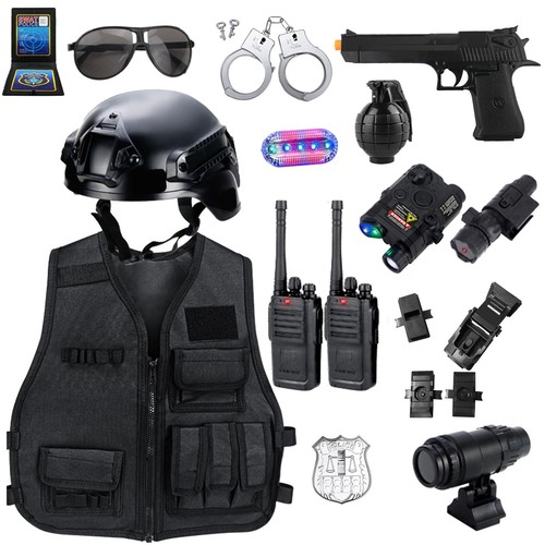 Swat Vest for Boys, Police Costume for Kids, Tactical Helmet with ...