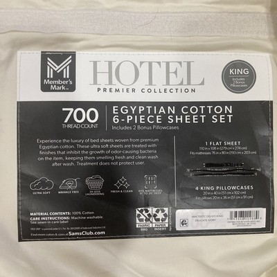 Members Mark 700 TC King Egyptian Cotton Ivory Flat Sheet & 4 ...
