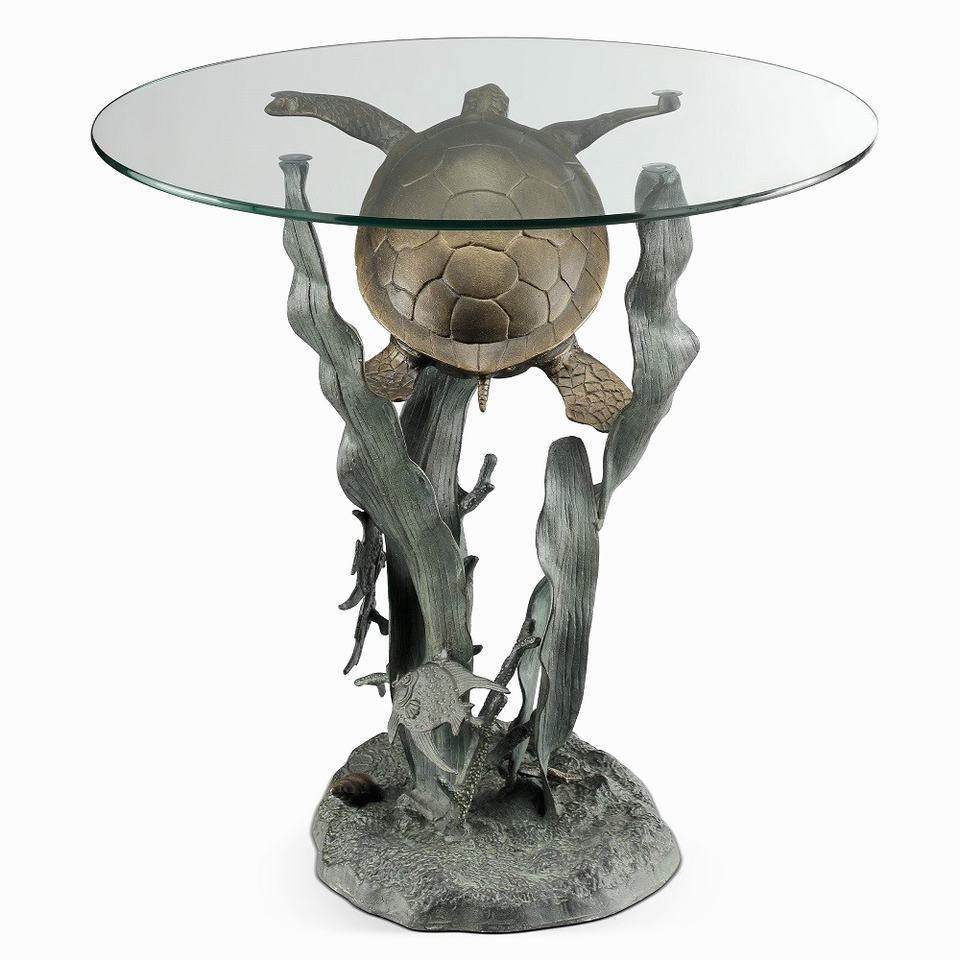 Sea Turtle Table Accent End Tropical Fish Beach Coastal Sculpture SPI ...