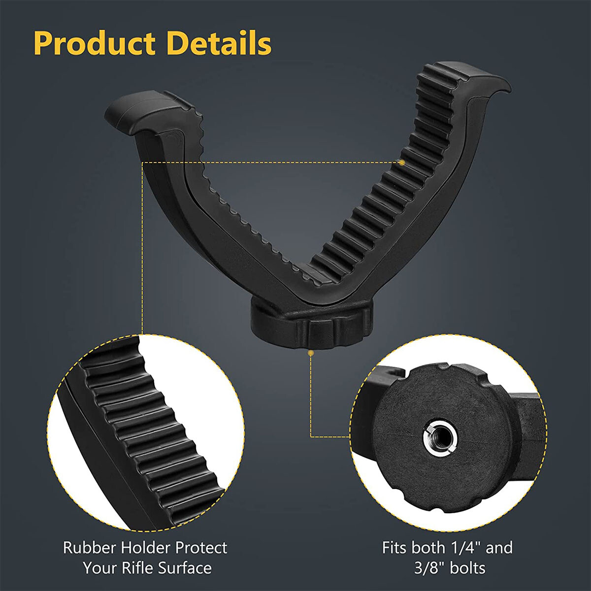 V Yoke Gun Rest Mount Fits 1/4" and 3/8" Bolts Camera Monopod/Tripod ...