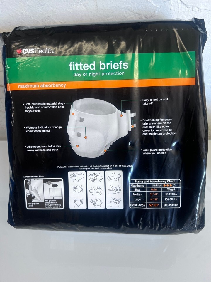 CVS Health Fitted Briefs Maximum Absorbency 14 Unisex X-Large Fits ...