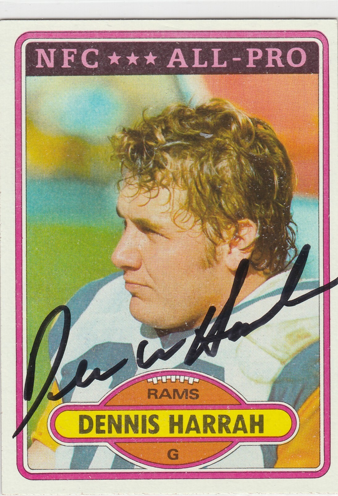 Dennis Harrah signed rookie rc 1980 Topps Los Angeles LA Rams autograph ...