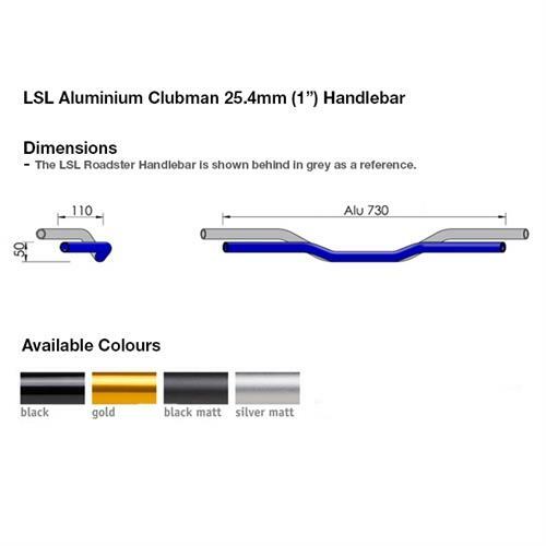 LSL Clubman Inch Handlebar Matt SIL ALU Kawasaki Vulcan VN900 Classic ...