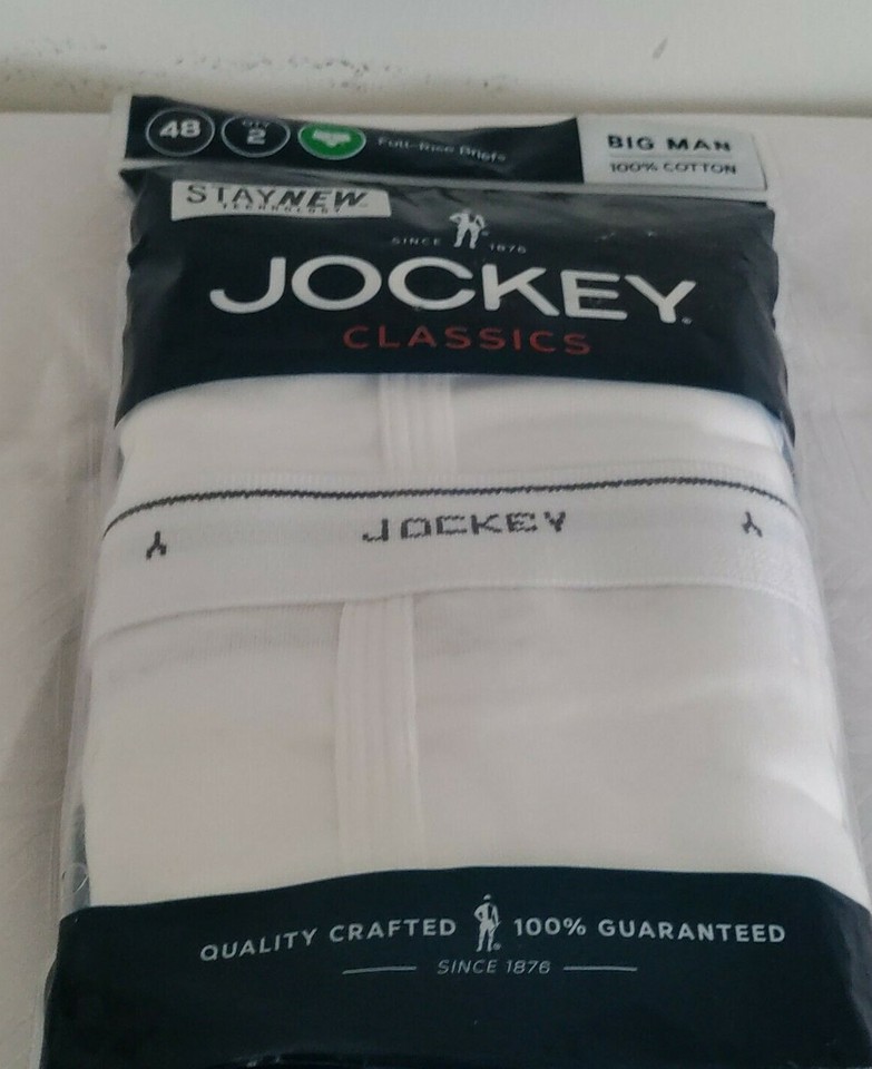 NEW BIG MAN Jockey Classics 2 Pc Pack Full Rise Briefs Size 48 White ...