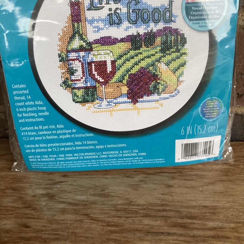 Dimensions Learn a Craft Cross Stitch Kit "Life is Good" w 6" Round ...