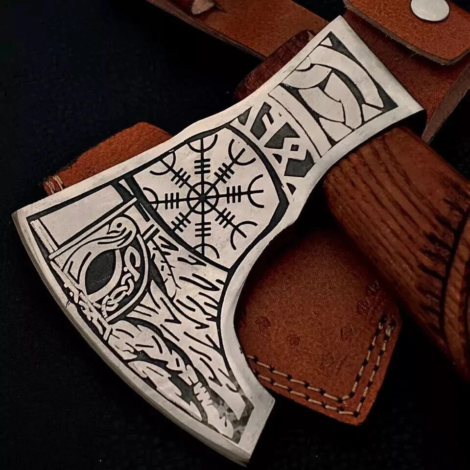 Handforged Viking Axe Carbon Steel Bearded Axe Hunting Tomahawk Gift | eBay