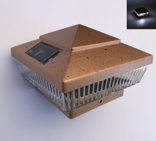 2-Pk Solar Copper Cap Light (With 4" universal base - For 4"x4" PVC ...