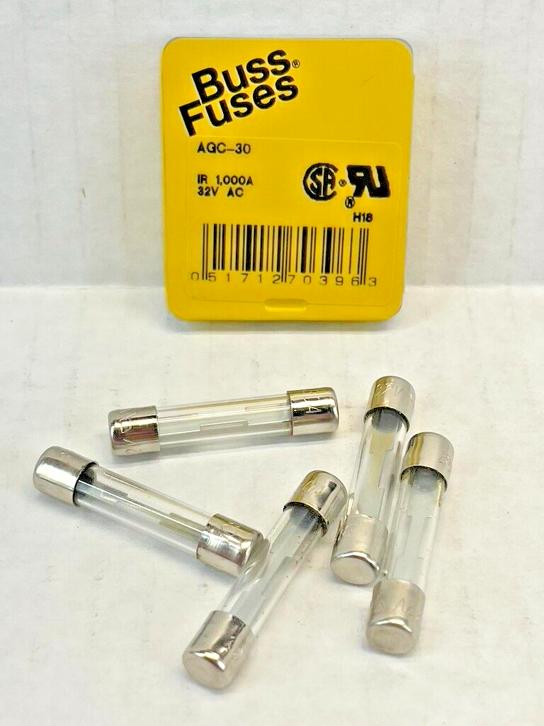 30 Amp Bussman AGC30 Inline Glass Fast Blow automotive fuse NOS - Pack ...