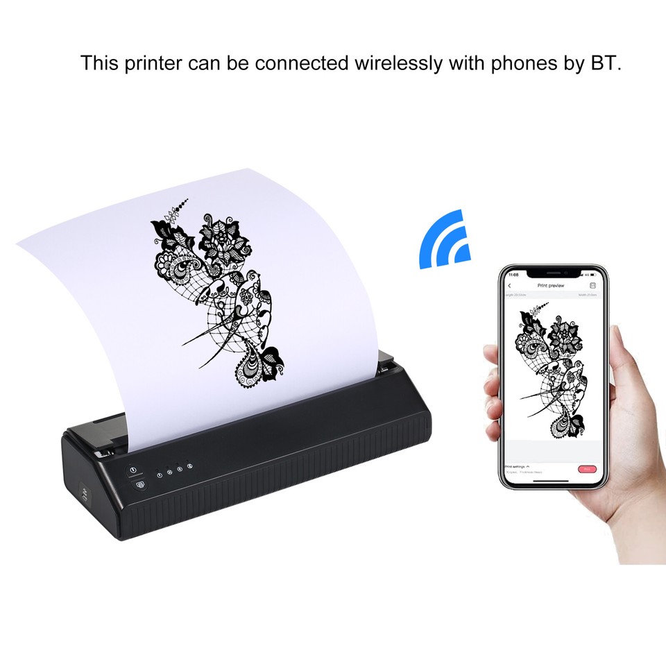 Wireless Tattoo Transfer Stencil Printer Copier Machine with 11Pcs ...